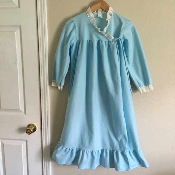 Vintage | Intimates & Sleepwear | Vintage Blue Polyester Nightgown With ...